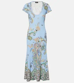 Etro Printed Cotton-blend Midi Dress - Blue