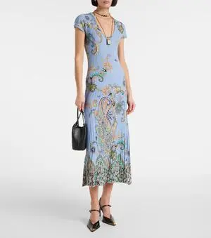 Etro Printed Cotton-blend Midi Dress - Blue