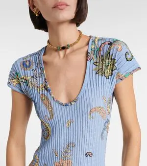 Etro Printed Cotton-blend Midi Dress - Blue