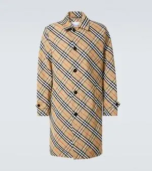 Burberry Check Overcoat - Beige
