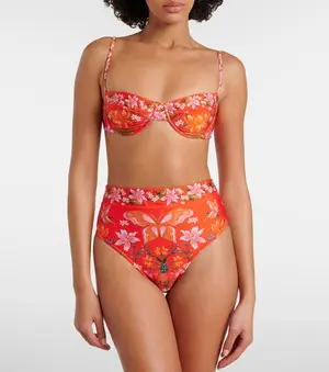 Farm Rio Printed High-rise Bikini Bottom