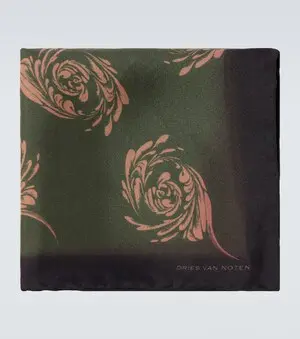 Dries Van Noten Printed Silk Pocket Square - Blue