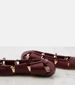 Chloé Luna Cutout Leather Ballet Flats - Red