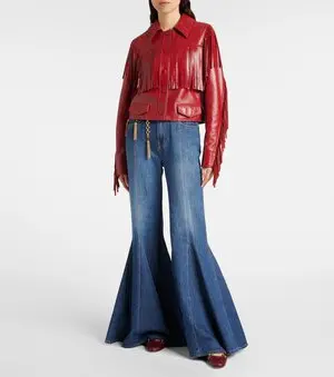 Chloé Luna Cutout Leather Ballet Flats - Red