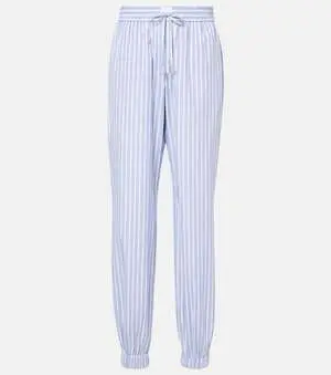 Attico Striped Cotton Pajama Pants - Blue