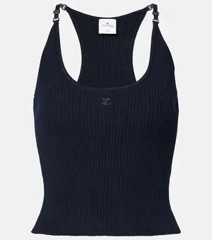 COURREGES Courrèges Logo Ribbed-knit Tank Top