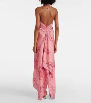 Etro Paisley Asymmetrical Silk Midi Dress - Pink