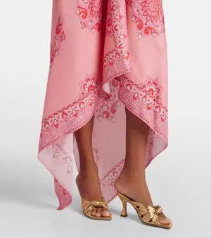 Etro Paisley Asymmetrical Silk Midi Dress - Pink