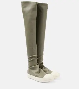 Rick Owens Stockings Over-the-knee Leather Sneakers - Green