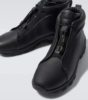 Zegna Triple Stitch Vetta Leather Sneakers