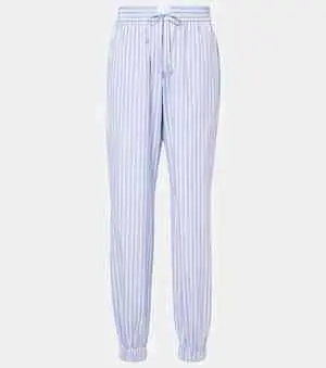 Attico Striped Cotton Pajama Pants - Blue
