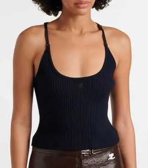 COURREGES Logo Ribbed-knit Tank Top