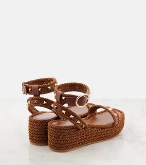Valentino Garavani Rockstud Torchon Leather Espadrilles