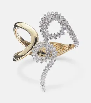 Yeprem Golden Strada 18kt Yellow And White Gold Bangle With Diamonds - Silver