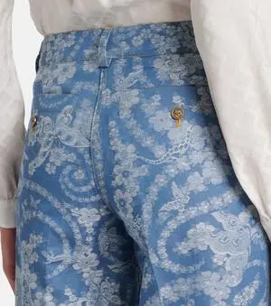 Etro Printed Cotton And Linen Wide-leg Trousers