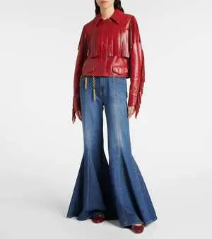 Chloé Luna Cutout Leather Ballet Flats - Red