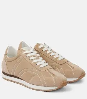 TOTEME Sport Suede-trimmed Sneakers - Beige