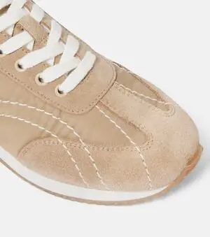 TOTEME Sport Suede-trimmed Sneakers - Beige
