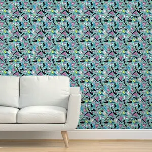 Spoonflower 90s Style Doodle Shoes And Boots Wallpaper