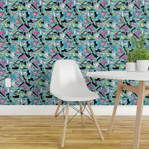 Spoonflower 90s Style Doodle Shoes And Boots Wallpaper