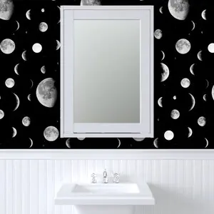Spoonflower Moon Astronomy Night Sky Celestial Space Traditional Wallpaper
