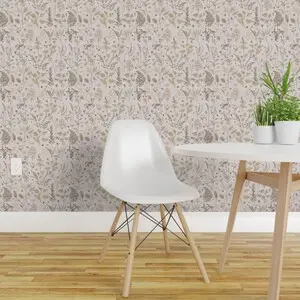 Spoonflower Vintage Herb Garden Cottagecore Rustic Earthy Custom Pre-pasted Wallpaper