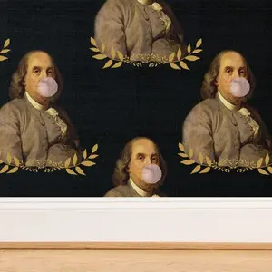 Spoonflower Benjamin Franklin President Historical Whimsical Custom Pre-pasted Wallpaper