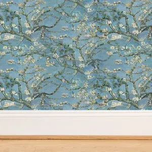 Spoonflower Vintage Almond Tree Blossom Trees Branches Floral Custom Removable Wallpaper
