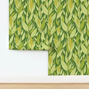 Spoonflower Corn Plants Leaf Plant Sweet Food Vegetable Custom Removable Wallpaper