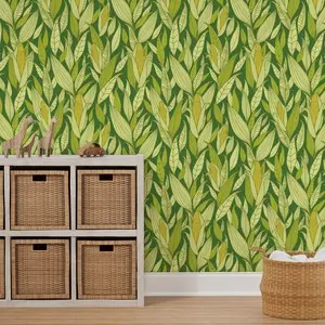 Spoonflower Corn Plants Leaf Plant Sweet Food Vegetable Custom Removable Wallpaper