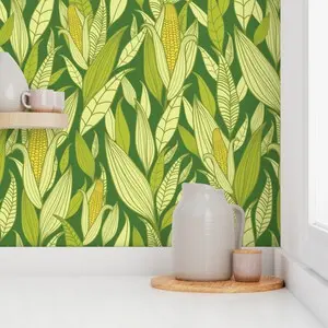 Spoonflower Corn Plants Leaf Plant Sweet Food Vegetable Custom Removable Wallpaper