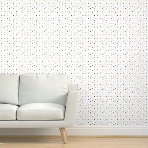 Spoonflower Watercolor Polka Dots Multicolor Kitchen Outdoor Traditional Wallpaper - White