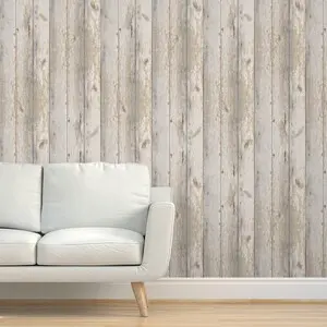 Spoonflower Wood Planks Coastal Rustic Custom Pre-pasted Wallpaper