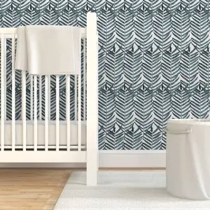 Spoonflower Boho Modern Botanical Bohemian Palm Leaf Tropical Custom Pre-pasted Wallpaper