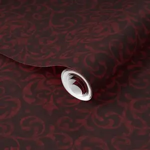 Spoonflower Dark Victorian Elegant Burgundy Pre-raphaelite Custom Pre-pasted Wallpaper - Red