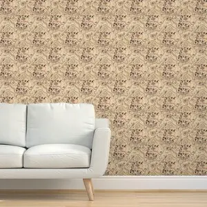 Spoonflower Dragon Cartography Fantasy Sepia Map Dragons Custom Removable Wallpaper