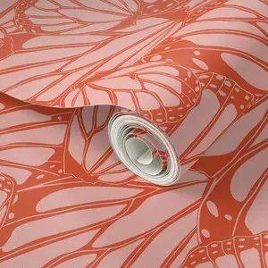 Spoonflower Animal Print Modern Abstract Insect Nature Custom Pre-pasted Wallpaper - Orange