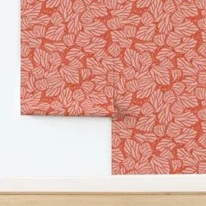 Spoonflower Animal Print Modern Abstract Insect Nature Custom Pre-pasted Wallpaper - Orange