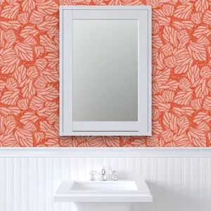 Spoonflower Animal Print Modern Abstract Insect Nature Custom Pre-pasted Wallpaper - Orange