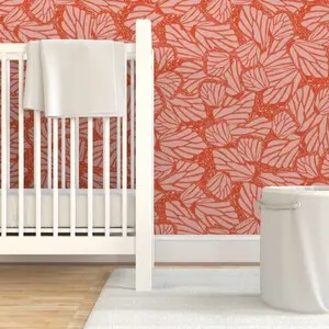 Spoonflower Animal Print Modern Abstract Insect Nature Custom Pre-pasted Wallpaper - Orange
