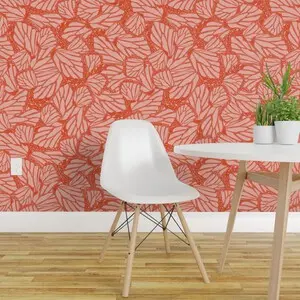 Spoonflower Animal Print Modern Abstract Insect Nature Custom Pre-pasted Wallpaper - Orange