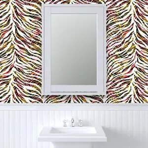 Spoonflower Abstract Animal Print Safari Pop Art Custom Pre-pasted Wallpaper - White