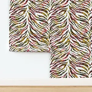 Spoonflower Abstract Animal Print Safari Pop Art Custom Pre-pasted Wallpaper - White