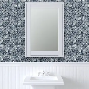 Spoonflower Animal Print Dark Graphic Lines Minimalist Custom Pre-pasted Wallpaper - Blue
