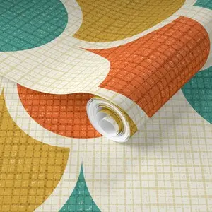 Spoonflower Animal Print Midcentury Mod Retro Scallops Custom Pre-pasted Wallpaper