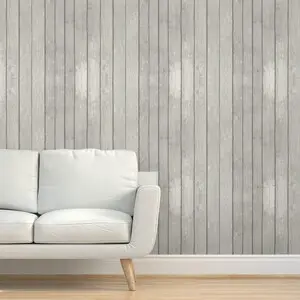 Spoonflower Weathered Wood Woodgrain Country Chic Panel Worn Custom Pre-pasted Wallpaper