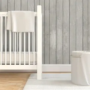 Spoonflower Weathered Wood Woodgrain Country Chic Panel Worn Custom Pre-pasted Wallpaper