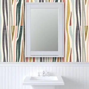 Spoonflower Zebra Animal Print Exotic Eclectic Abstract Safari Custom Pre-pasted Wallpaper - Rainbow