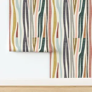 Spoonflower Zebra Animal Print Exotic Eclectic Abstract Safari Custom Pre-pasted Wallpaper - Rainbow