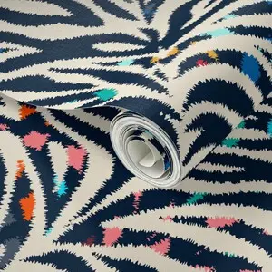 Spoonflower Abstract Animal Print Modern Kitsch Safari Custom Pre-pasted Wallpaper - White